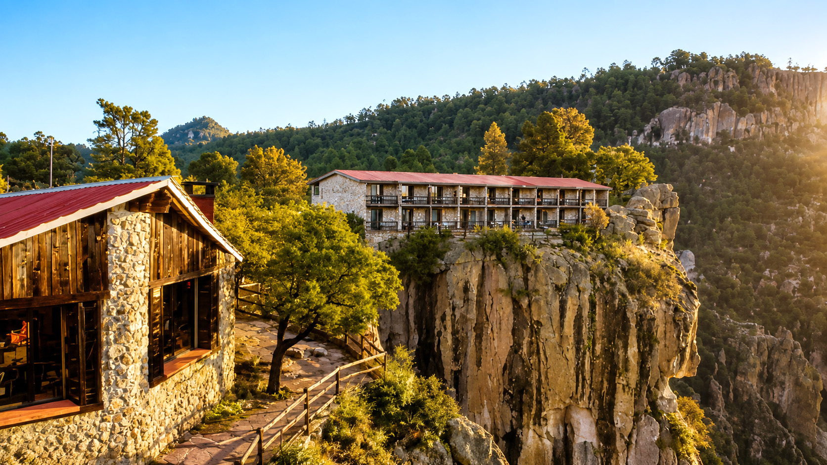 A cliffside lodge perched above Mexico’s Copper Canyon