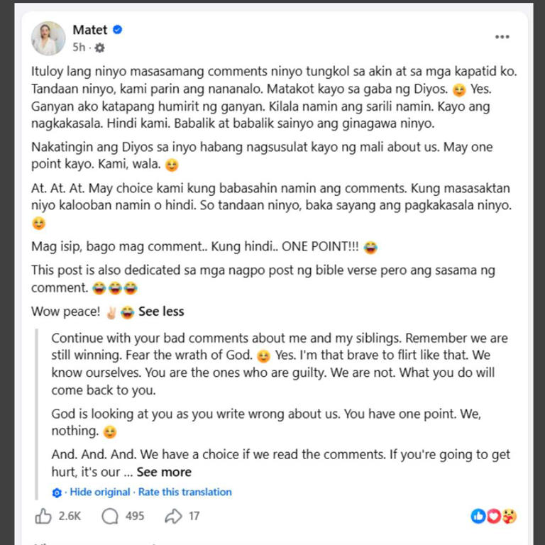 Matet de Leon, diretsahang sinita si Ian de Leon sa mga umano’y iniwang ...