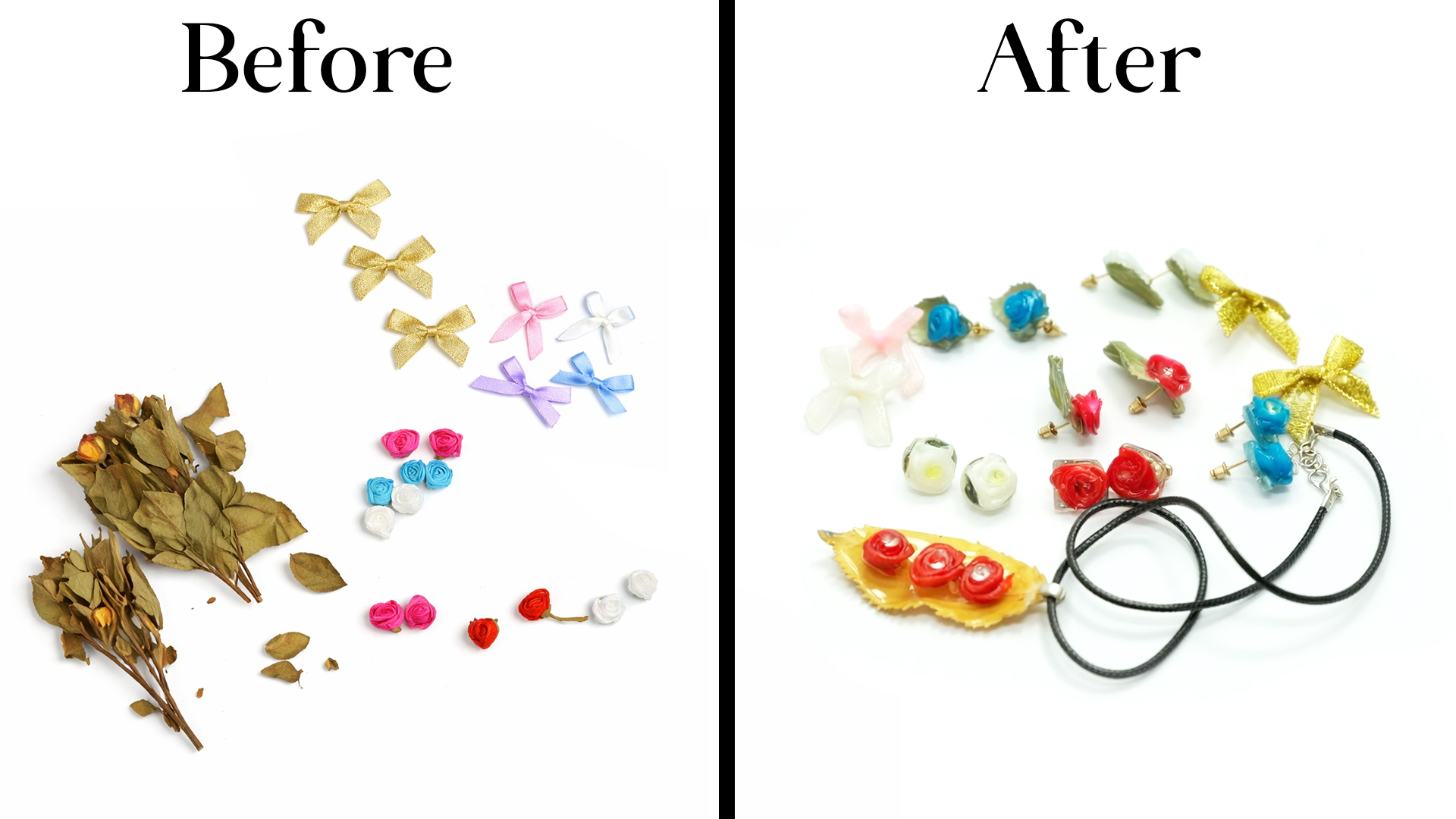 Turning bows and leaves into resin earrings