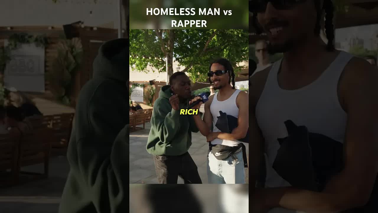 Homeless man singing vs rapper!