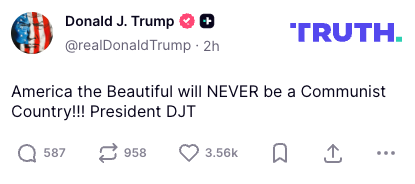 Donald Trump Goes Off In 2:38 A.M. Post About Communists