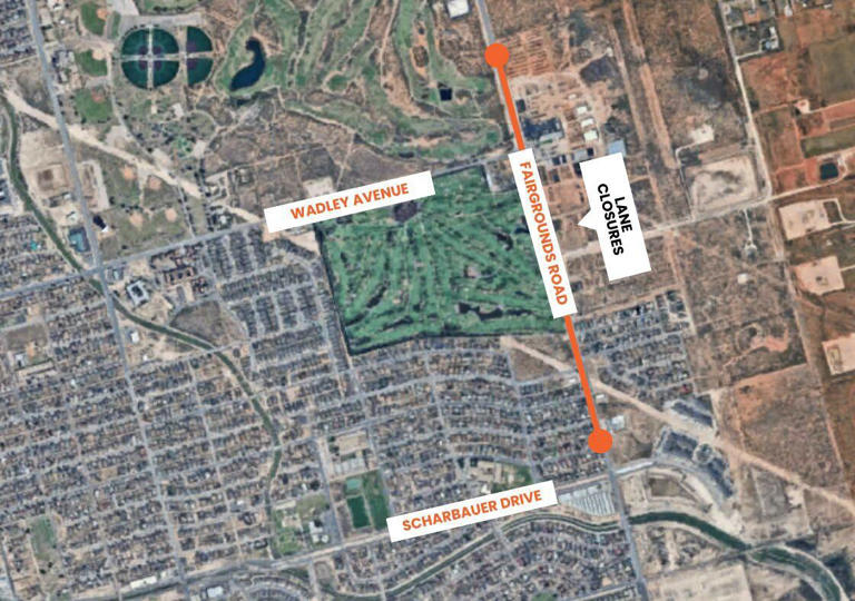 Road work closes several lanes in Midland