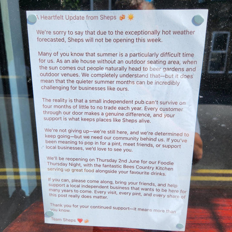 Chorley pub Shepherds Hall Ale House shuts for 10 days due to heatwave ...