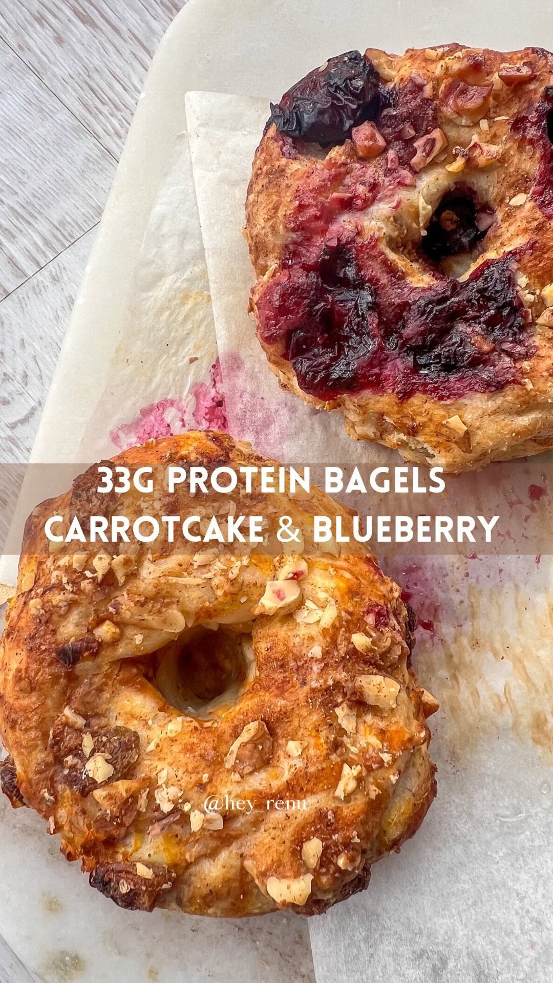 High protein blueberry cinnamon and carrot cake bagels
