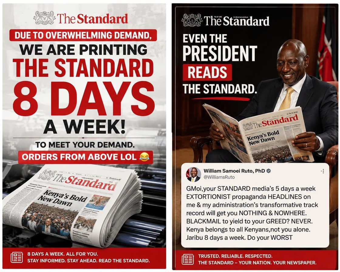 Standard Newspaper hits back at William Ruto with cryptic message