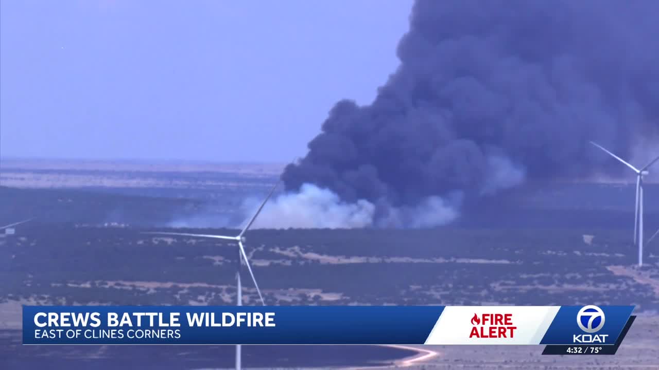 Crews fighting wildfire near Clines Corners