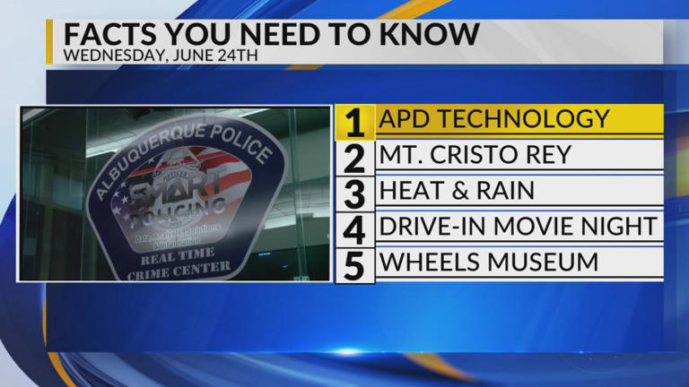 Albuquerque police technology, Mt. Cristo Rey, heat and rain, drive-in ...