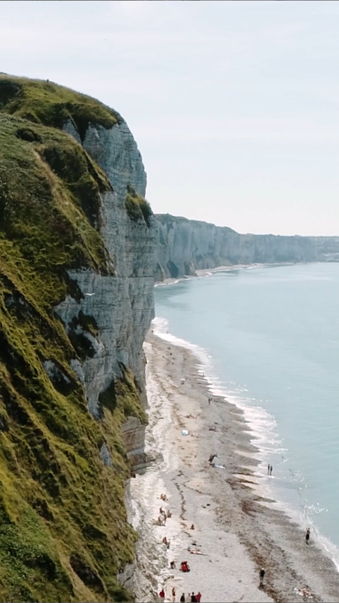 Étretat, France: Drone explores the chalk cliffs of Normandy