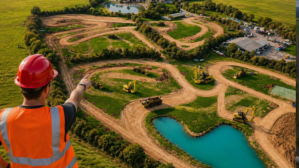 A garden track becomes a car playground