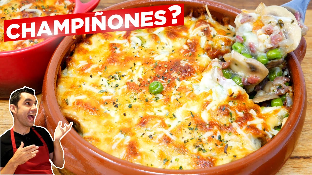 Champiñones al horno con jamón y queso fáciles y rápidos