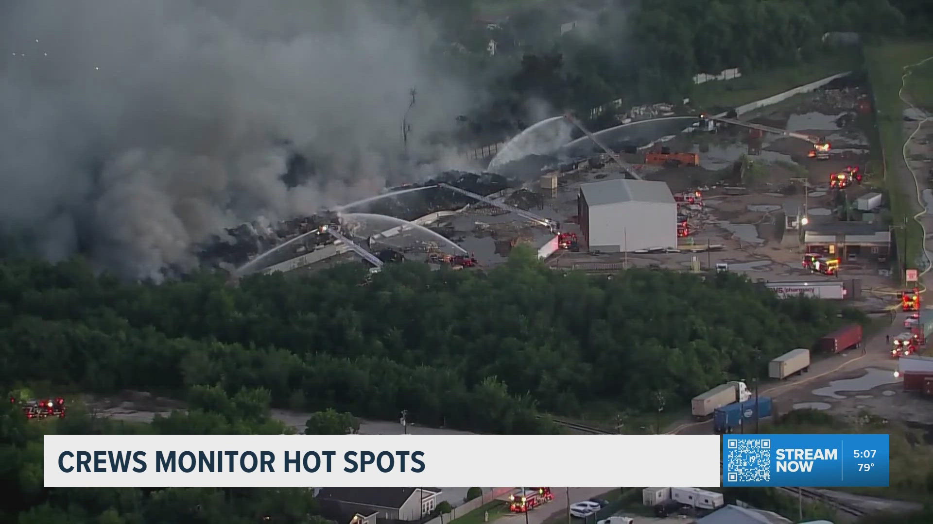 Crews continue monitoring site of massive Houston debris fire