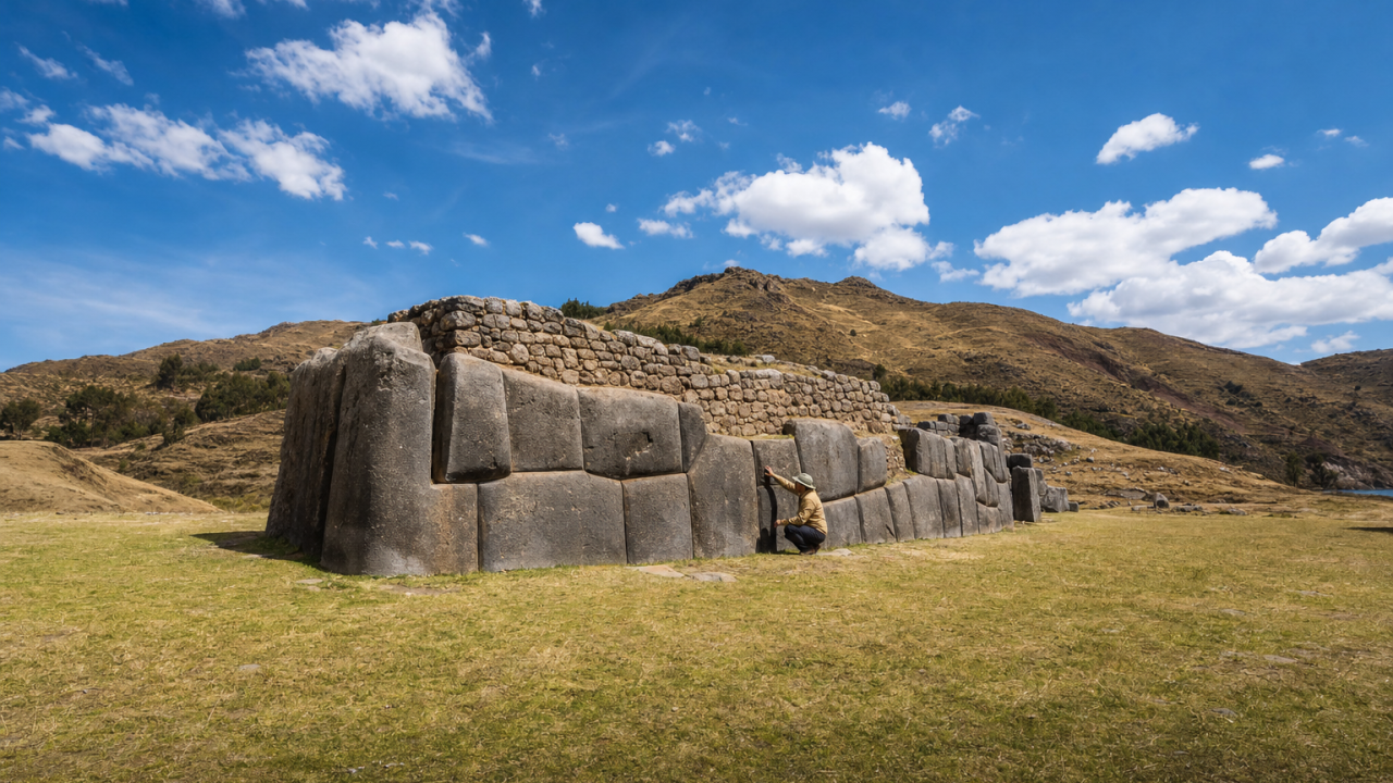 Pre-Inca stonework buried under Inca construction at Sacsayhuaman