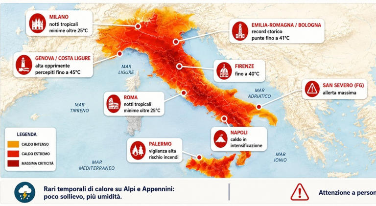 Caldo, mappa città più colpite: da Roma a Milano fino a Napoli ...