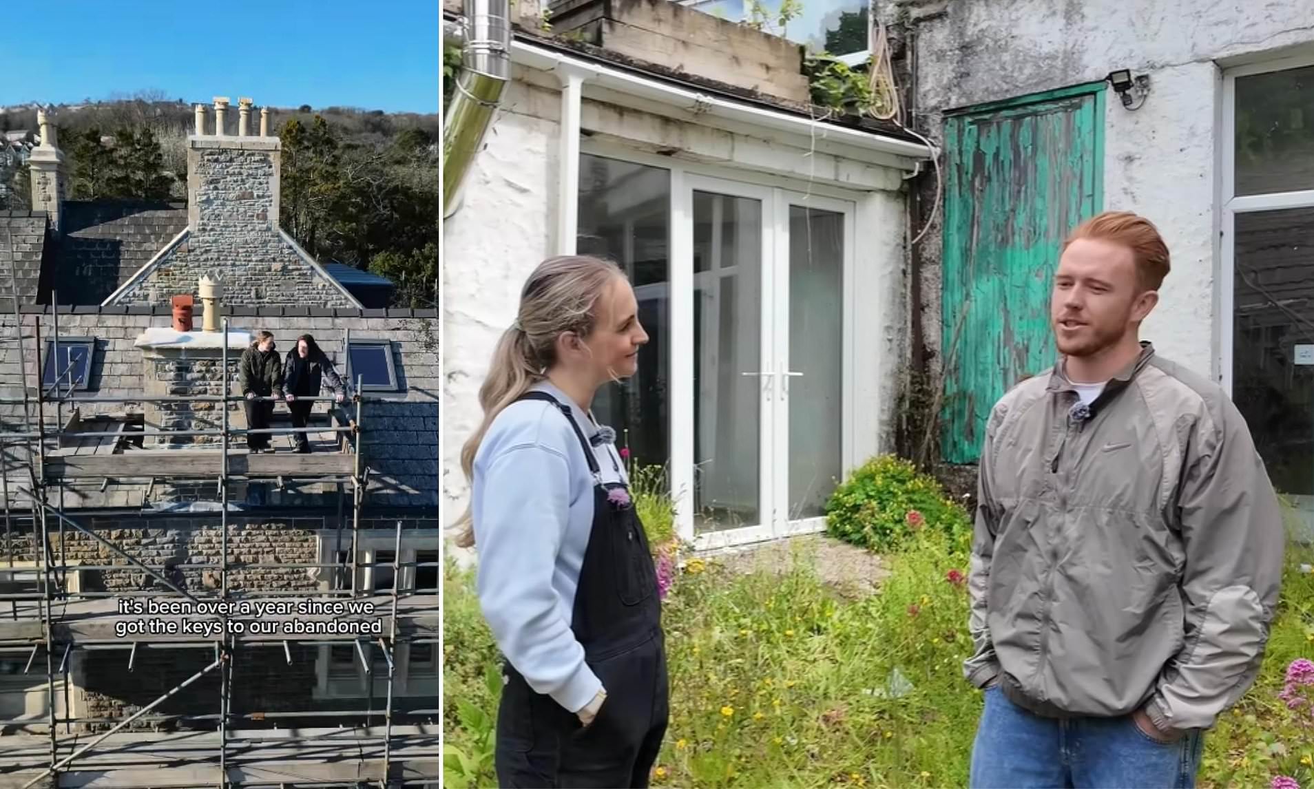 Couple who became TikTok stars with renovation of abandoned 7-bedroom ...