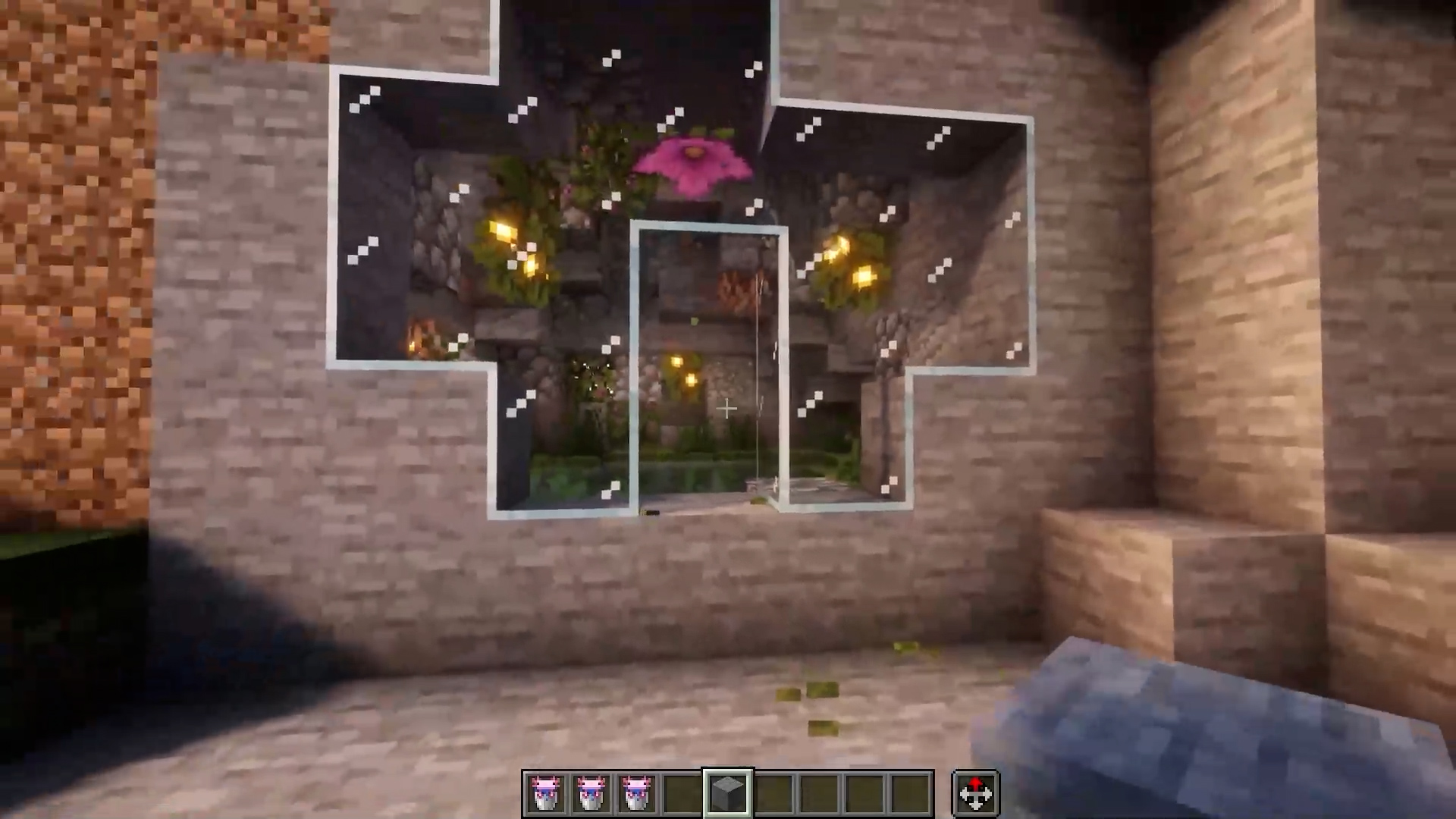 A secret pet room hidden inside a stone wall
