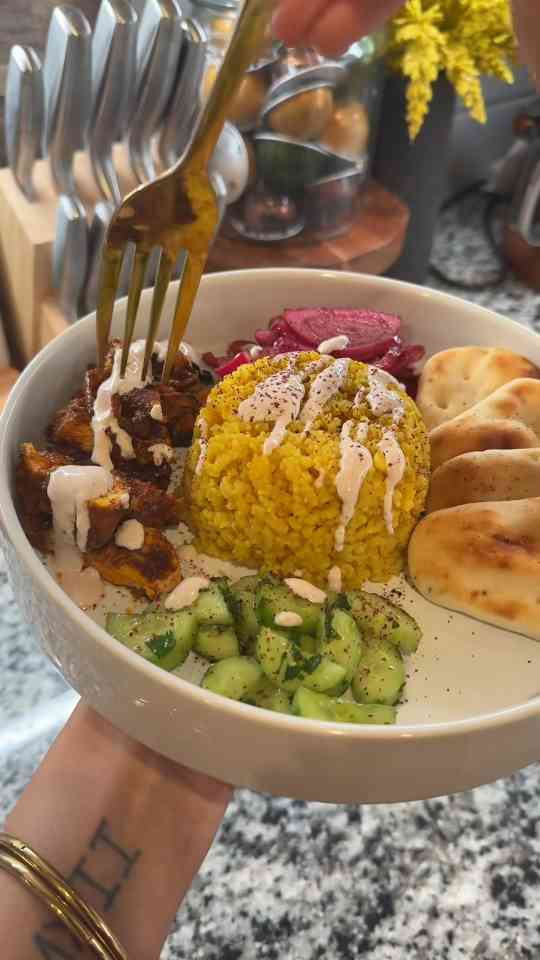 Sheet pan chicken shawarma bowls easy healthy dinner idea