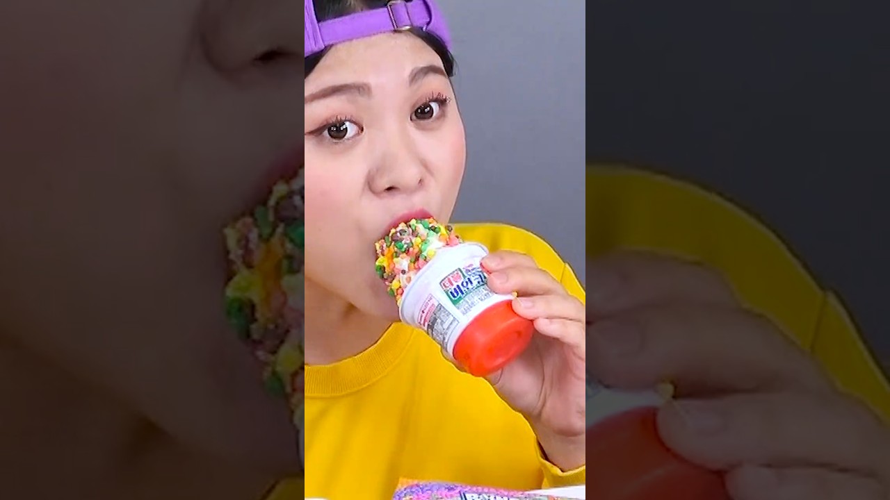 Mukbang rope jelly candy 무지개 젤리 먹방