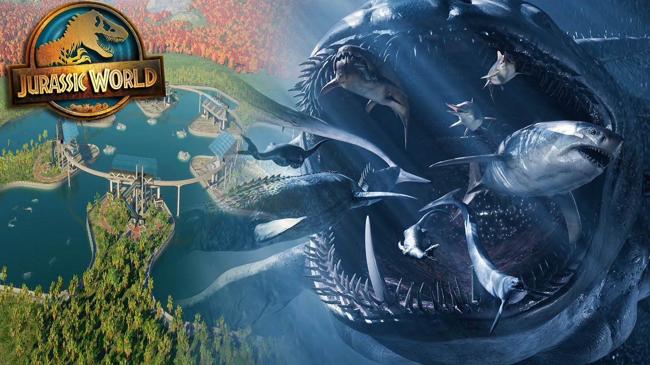 A giant Jurassic lagoon battle royale in Jurassic World Evolution 2 modded