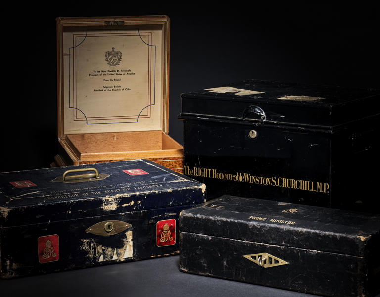 Four Churchill boxes expected to fetch up to £215,000 at auction