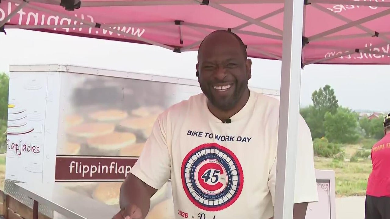 CBS Colorado reporter Justin Adams takes advantage of free pancakes at ...