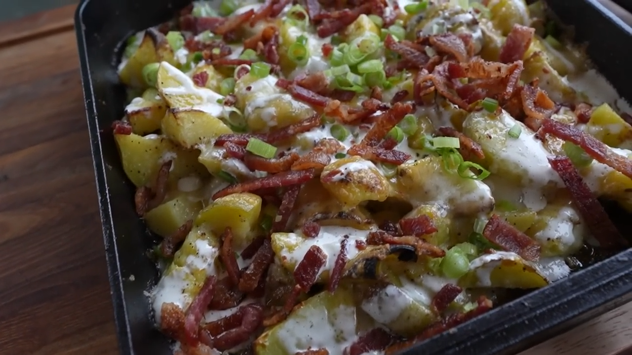 Cheesy potatoes and burgers done the right way