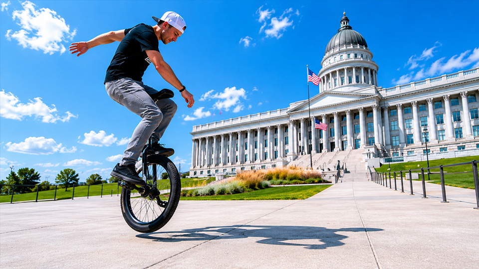 Unicycle rider lands technical tricks with precision