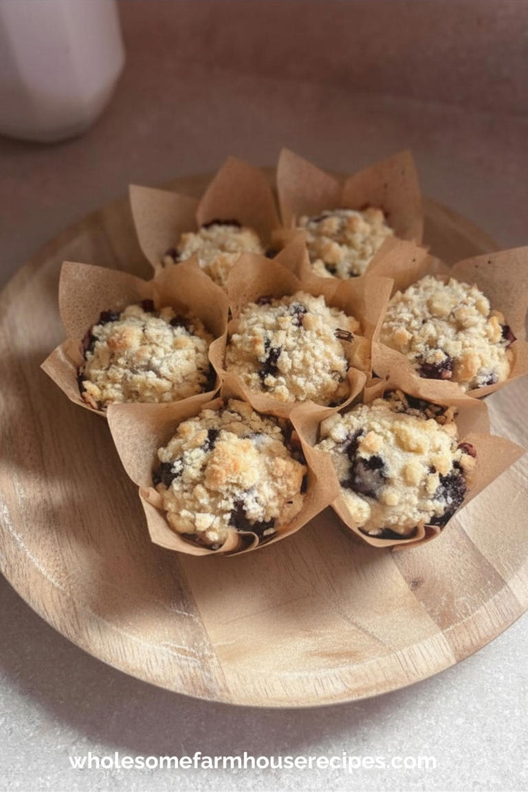Blueberry muffins with crumble topping (bakery style)
