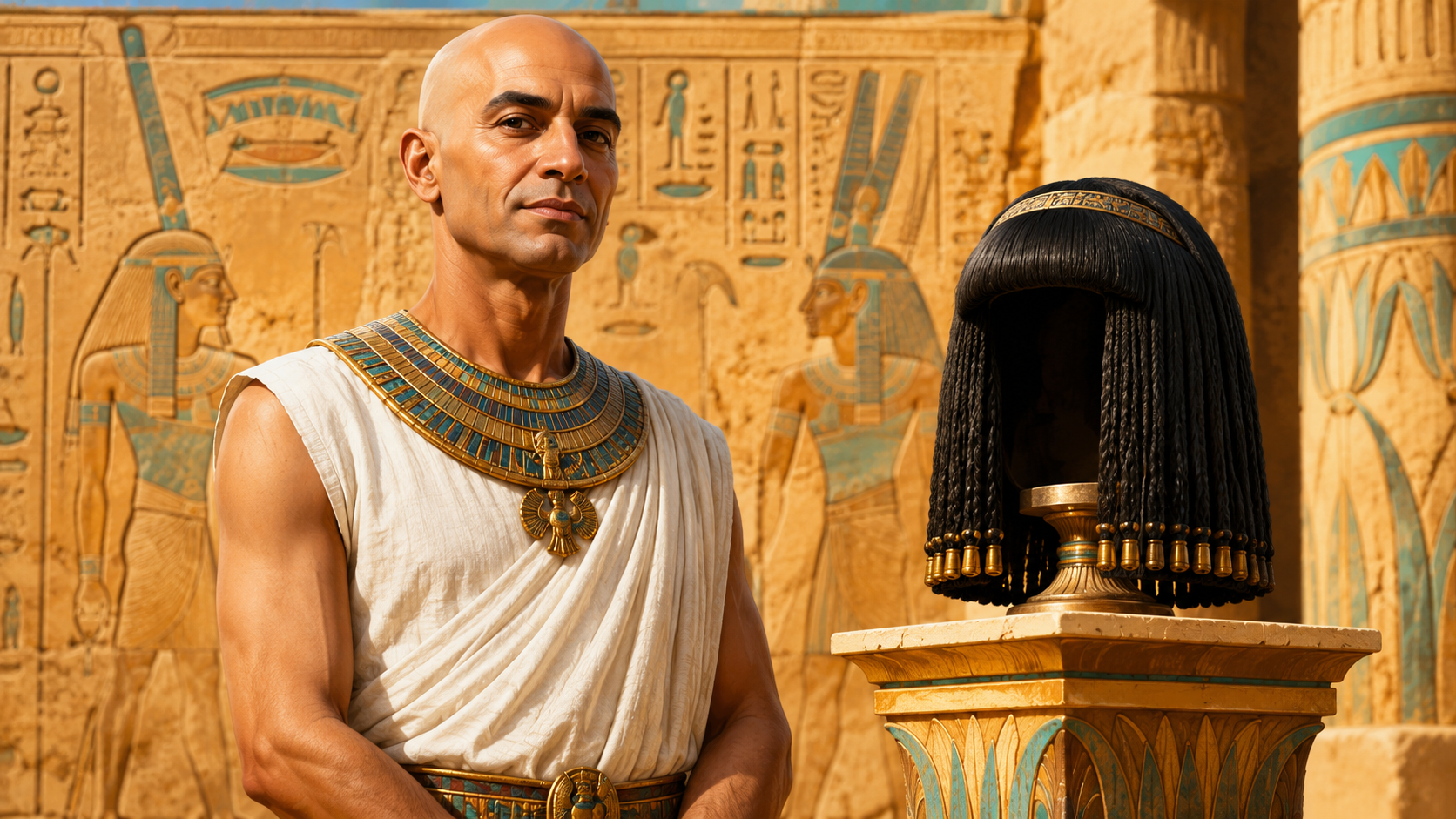 Why so many men in ancient Egyptian art were shown bald