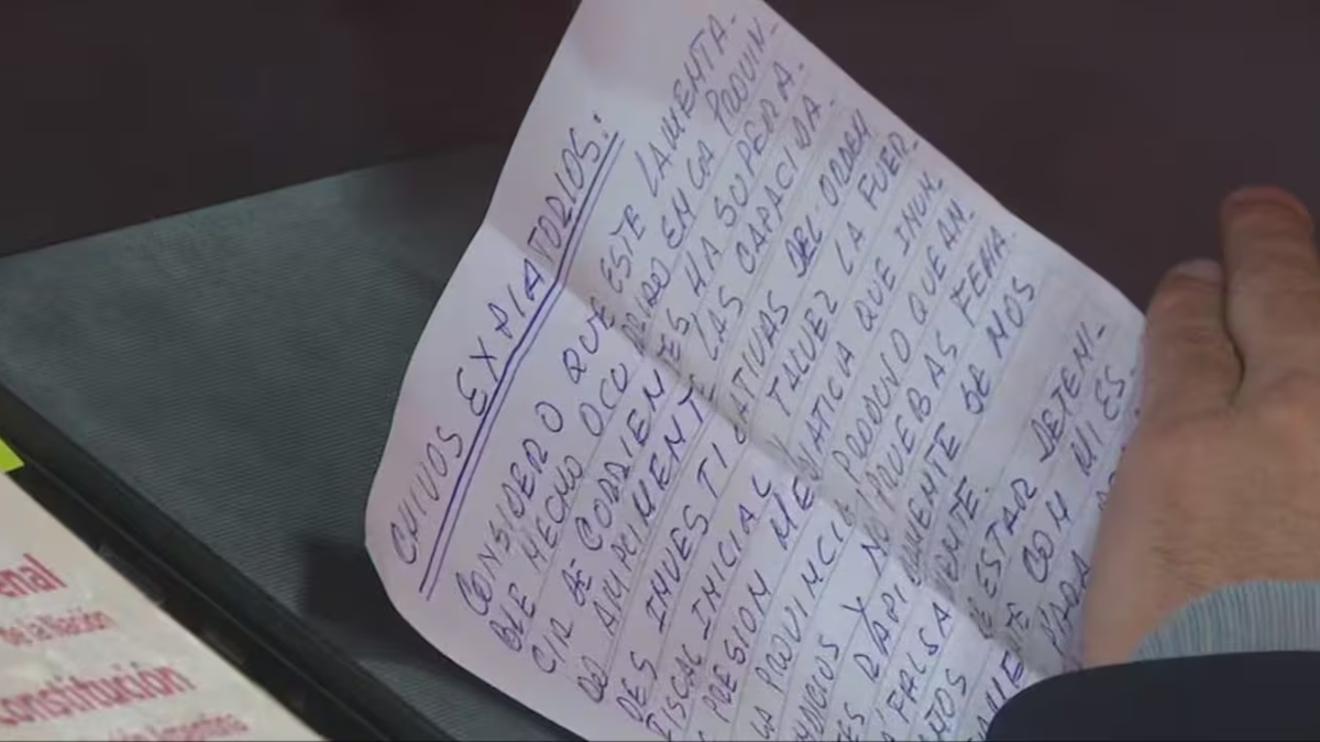 Esta es la carta que le dio el principal acusado por la desaparición de ...