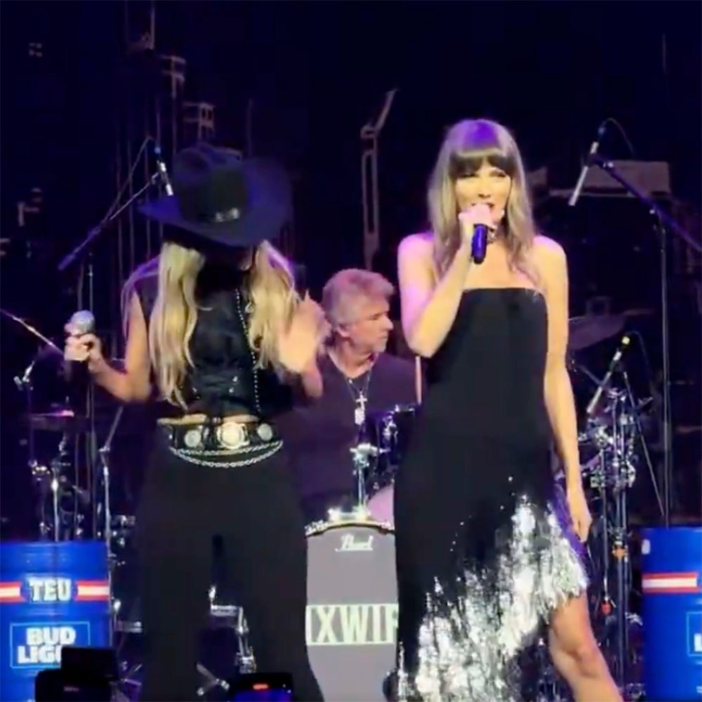 Taylor Swift performs 'Love Story' at Tight End U party days before wedding