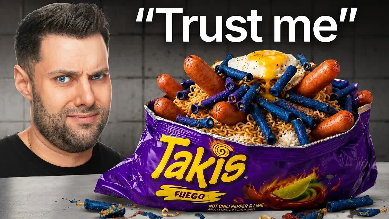 Watch what happened when he tried his fans’ craziest struggle meals