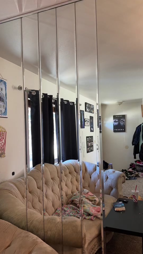 Easy DIY fix to cover an outdated mirror wall