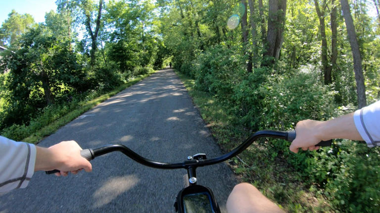 Enjoying a bike ride to Rockford along the White Pine Trail