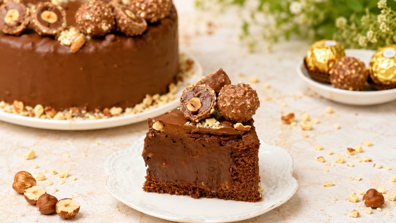 Ferrero Rocher chocolate fudge cake