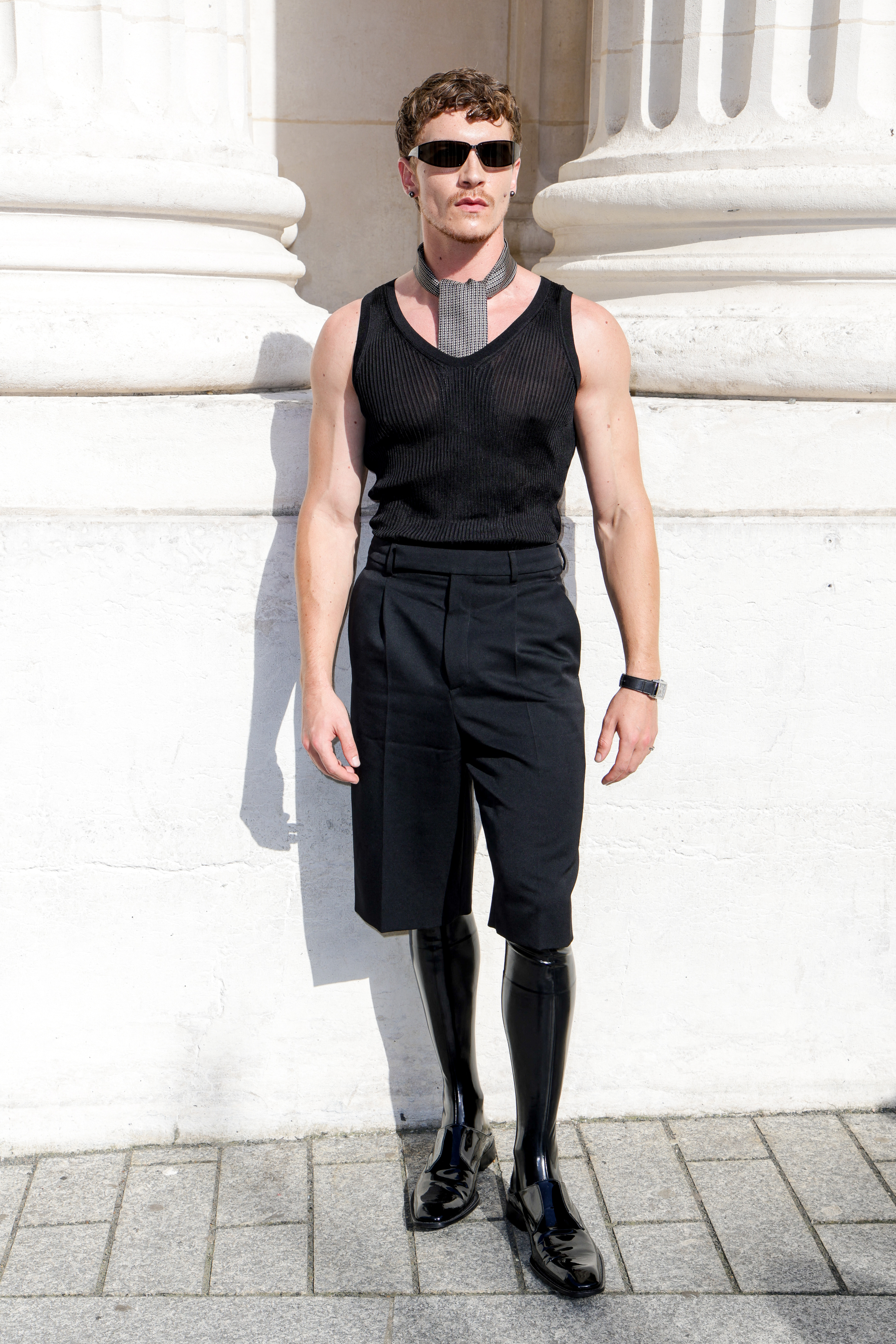 Connor Storrie sweats out Paris’ hottest day ever in PVC boots and a ...
