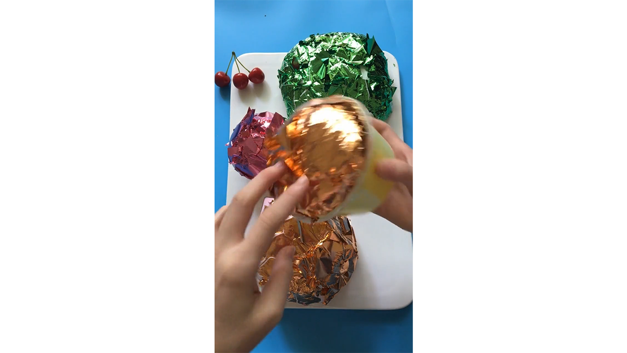 Poking and pressing rose gold foil slime bundles producing satisfying ...