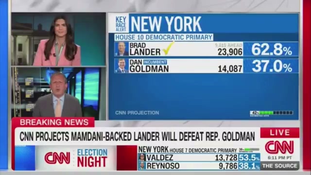 Kaitlan Collins reveals to Democrat he’s won his primary live on CNN