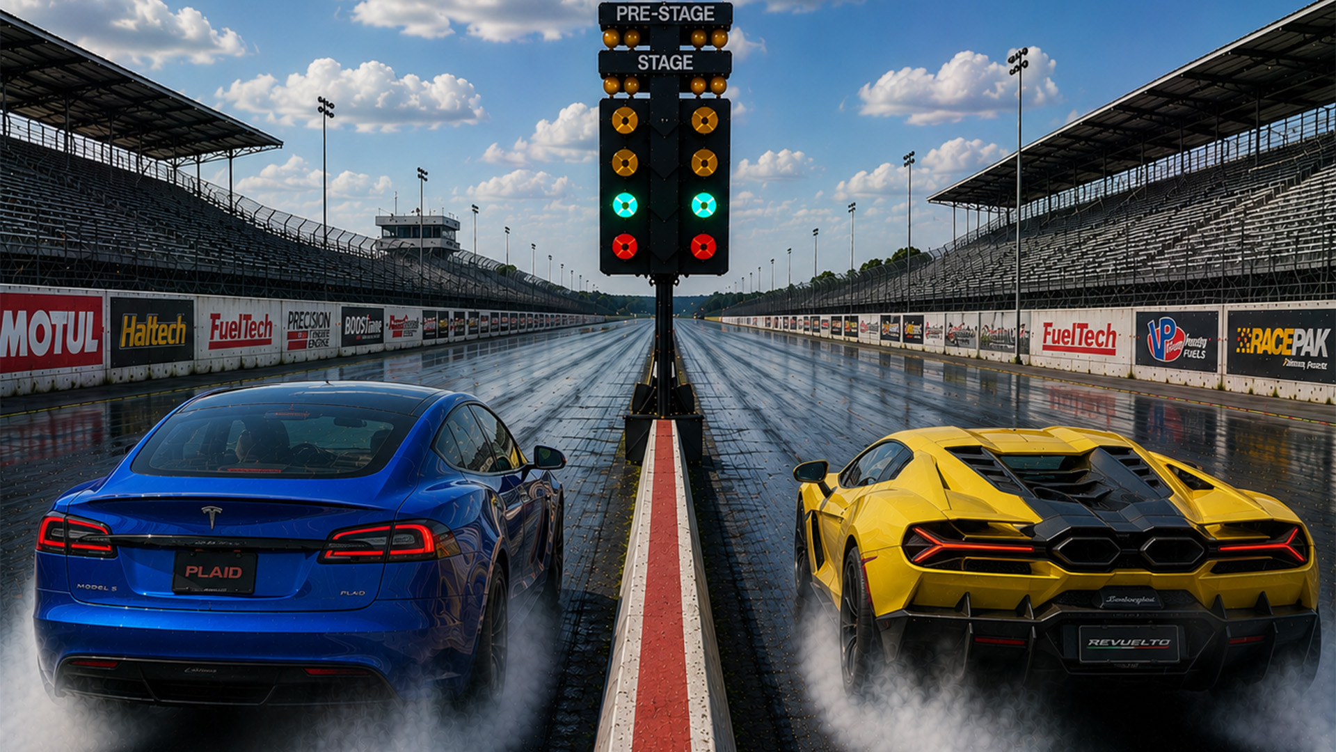1,001HP Lamborghini Revuelto faces 1,020HP Tesla Plaid drag race