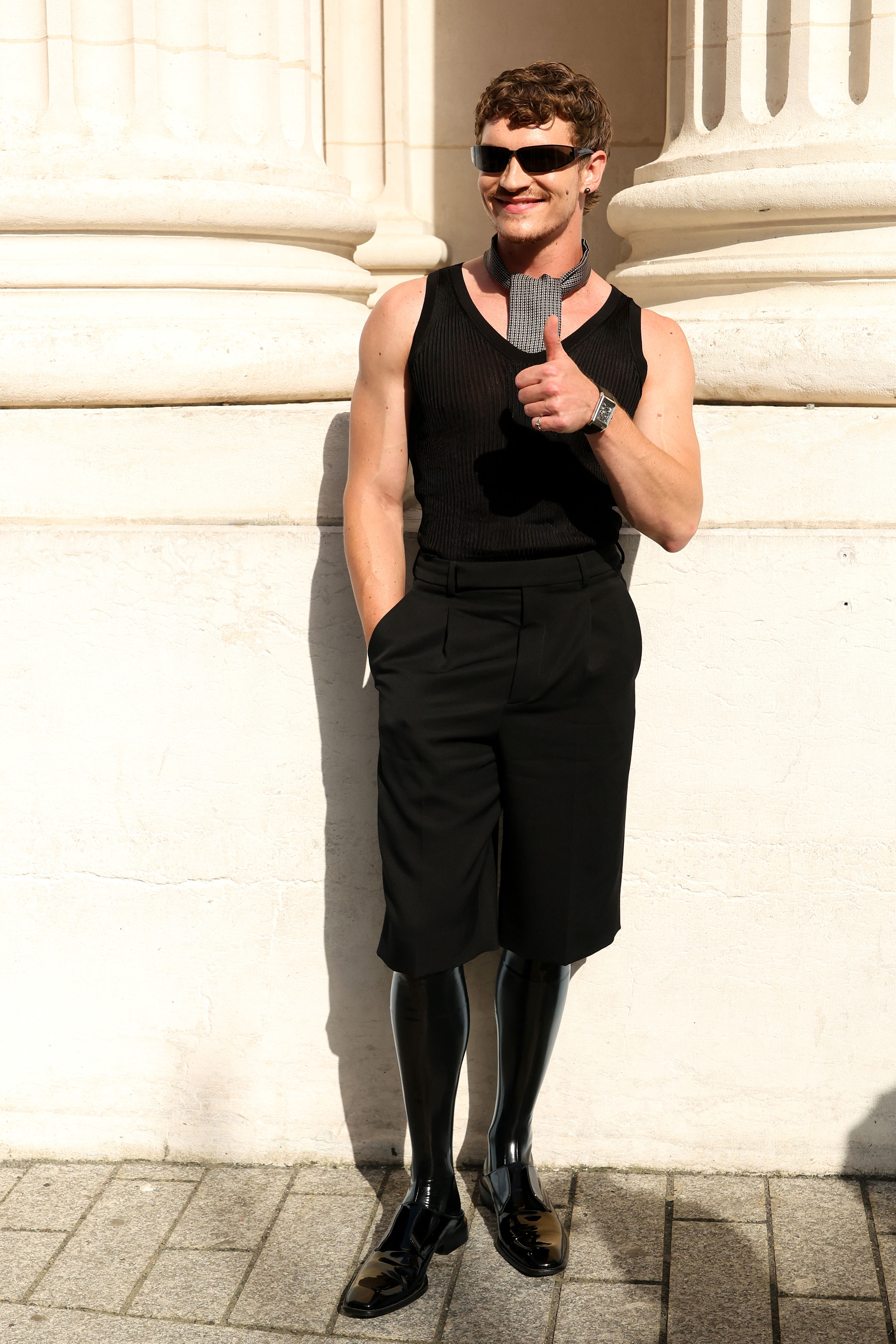 Connor Storrie sweats out Paris’ hottest day ever in PVC boots and a ...