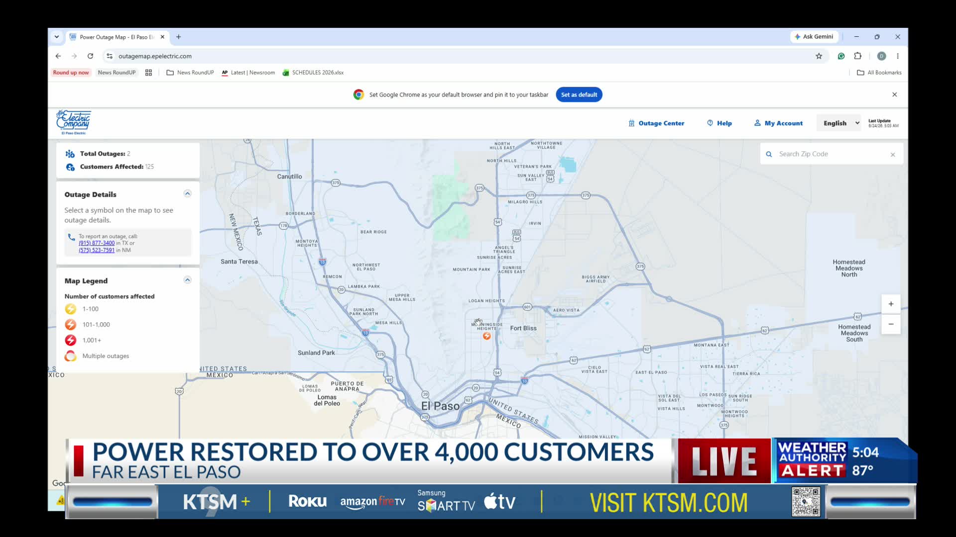 Power restored to nearly 4K customers in far east EP