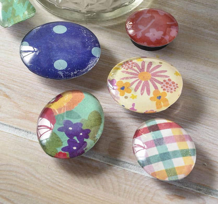 Handmade fridge magnets in a mason jar