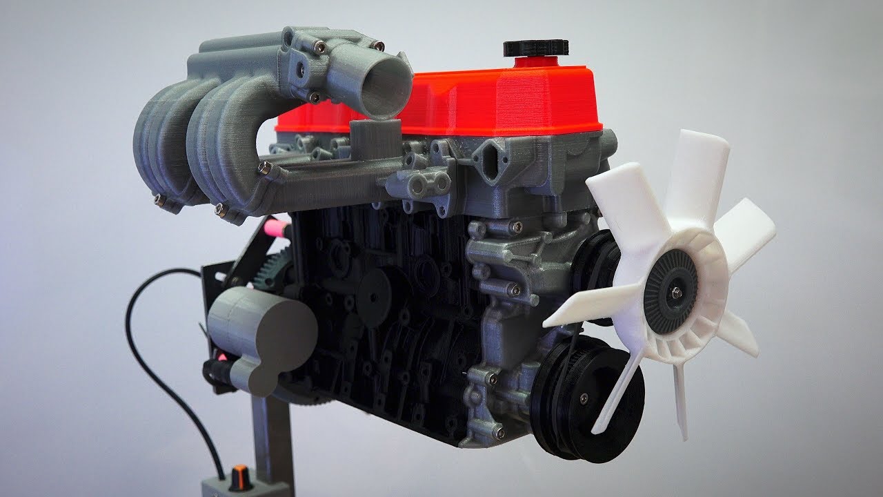 3D printed inline-4 cylinder - working model!