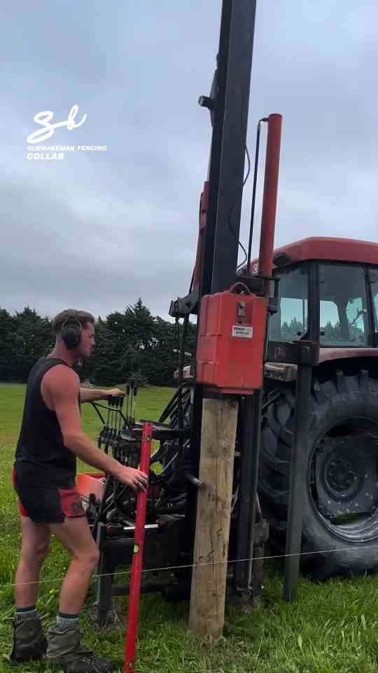 This gadget plants fence posts like the farm finally got a robot assistant