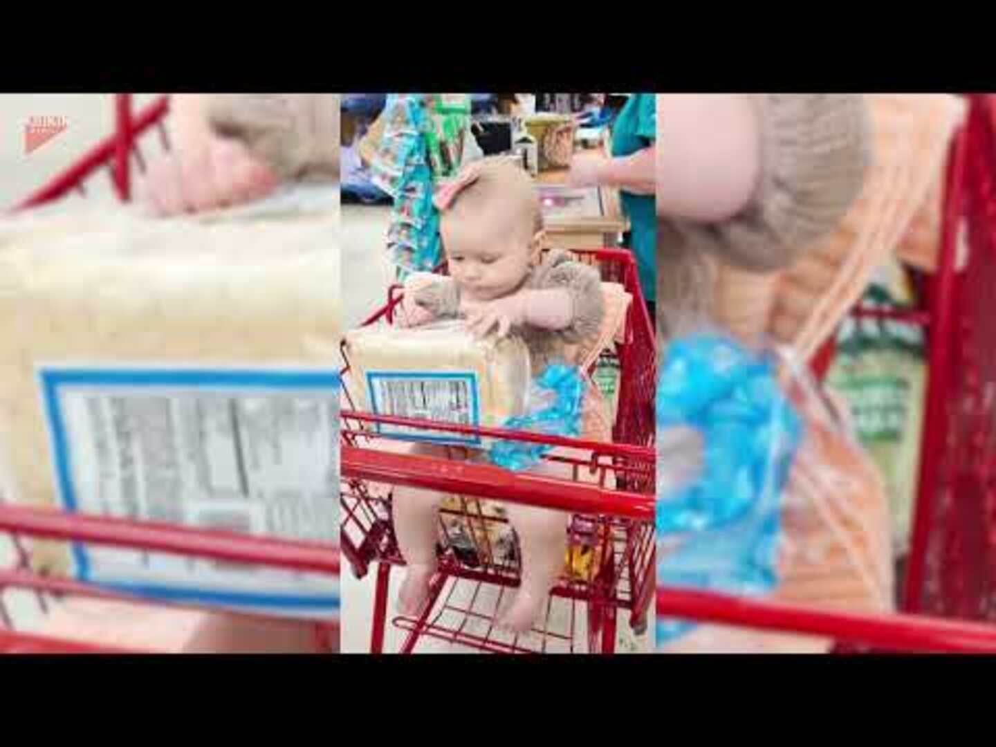 Toddler tries to eat bread through package