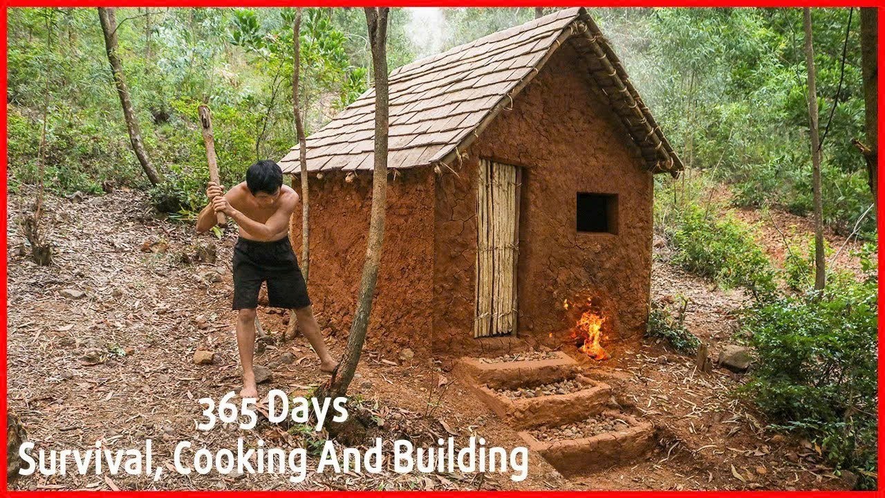 365 Days How I Survival, Cooking And Building In The Rain Forest