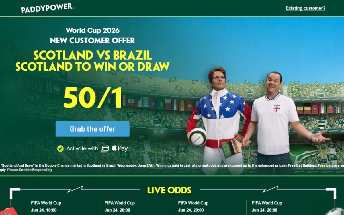 Paddy Power World Cup offer: 50/1 Scotland to win or draw vs Brazil