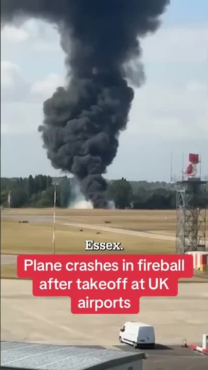 Plane crashes in fiery explosion after takeoff at Southend Airport