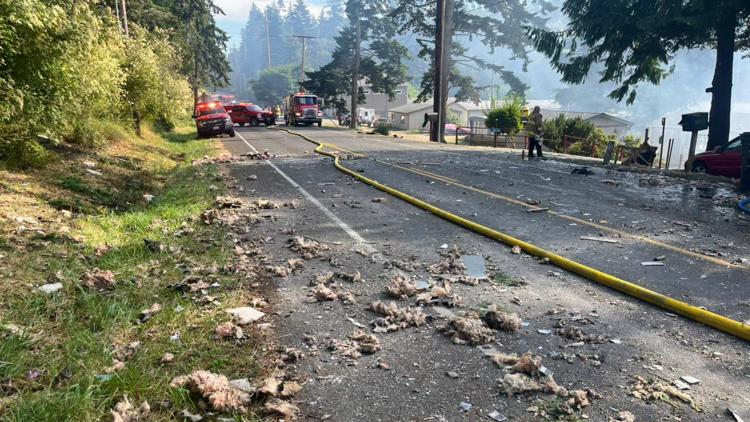 Explosion destroys Whidbey Island homes, injures 3 firefighters