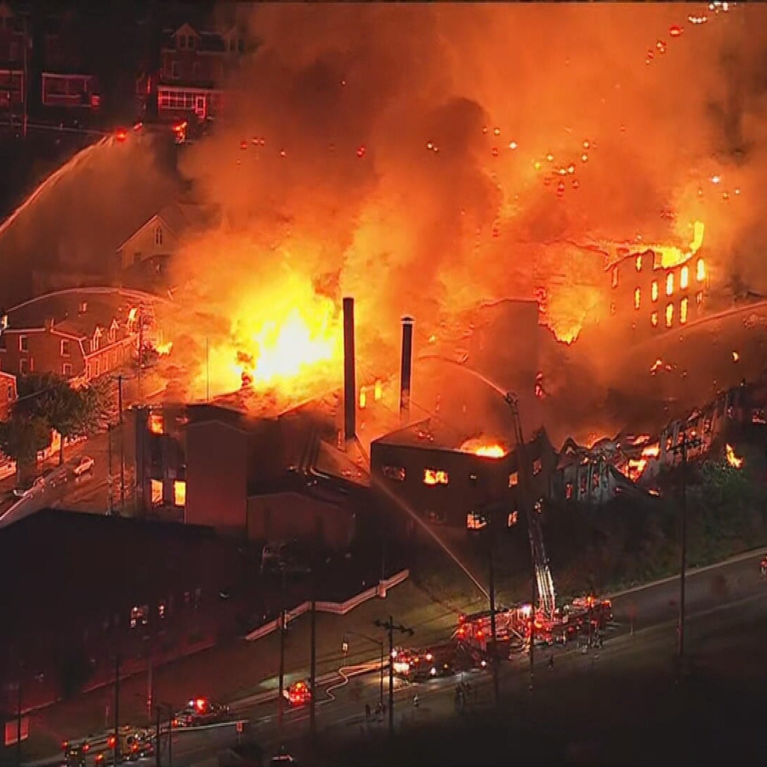 6-alarm fire destroys old industrial building in Allentown, Pennsylvania