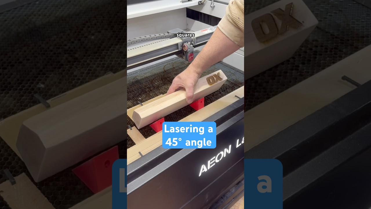 Using 3D printed block to help laser a 45° angled award #laser # ...